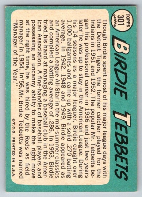 1965 Topps - #301 Birdie Tebbetts for sale online | eBay