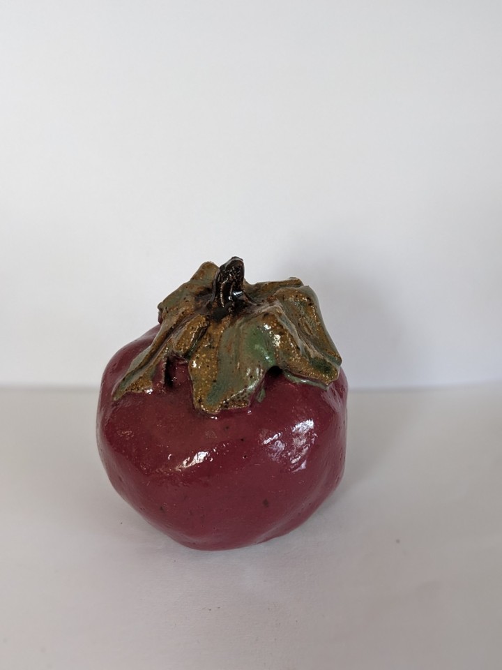3 Handcrafted Clay Pottery Apples with Stems & Leaves | eBay