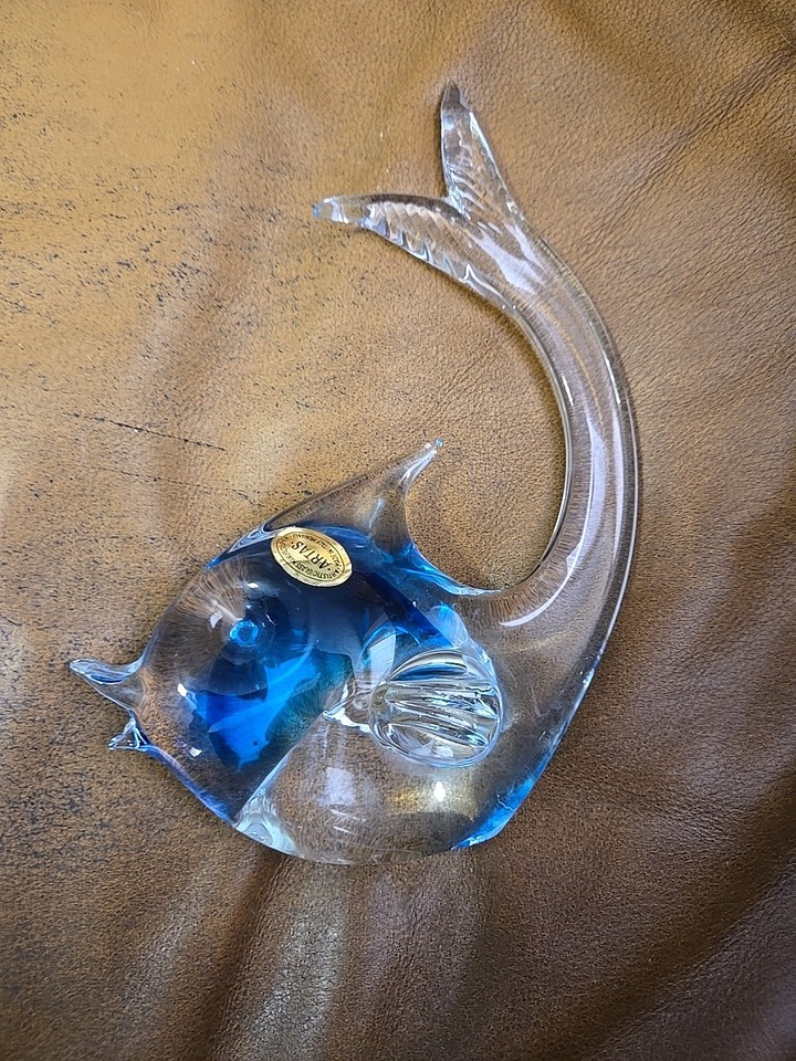Artas Artistic Glass Murano Clear Blue Art Glass Angel Fish Made In ...