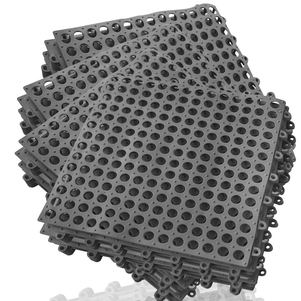 16Pack Drainage Interlocking Tiles, 12”x12” Non-Slip Pool Bathtub Drain ...