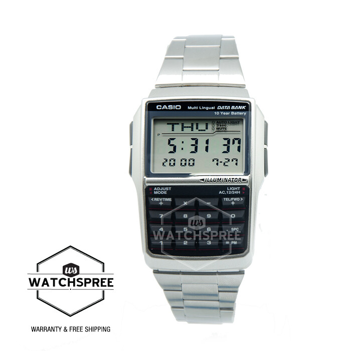 Casio Multi-Lingual Data Bank Stainless Steel Band Watch DBC32D-1A DBC ...