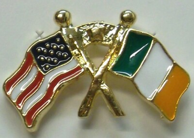 Irish and American USA Flag Lapel Pin in Gold Plate by OSC St Patrick's ...