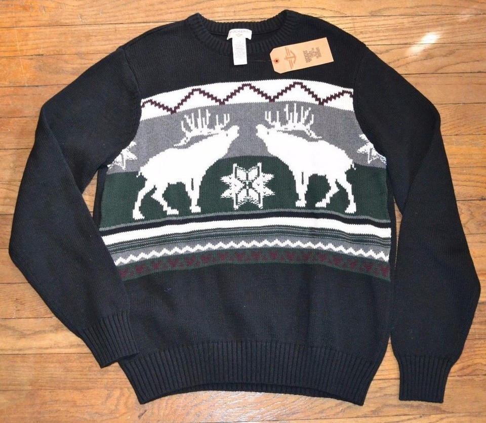 Mens Dockers Holiday Sweater MSRP $64.00 Moose Christmas Ugly Sweater ...