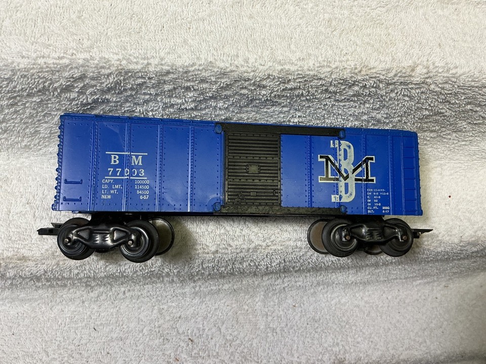 Nice Marx Boston and Maine 77003 dark blue boxcar. | eBay
