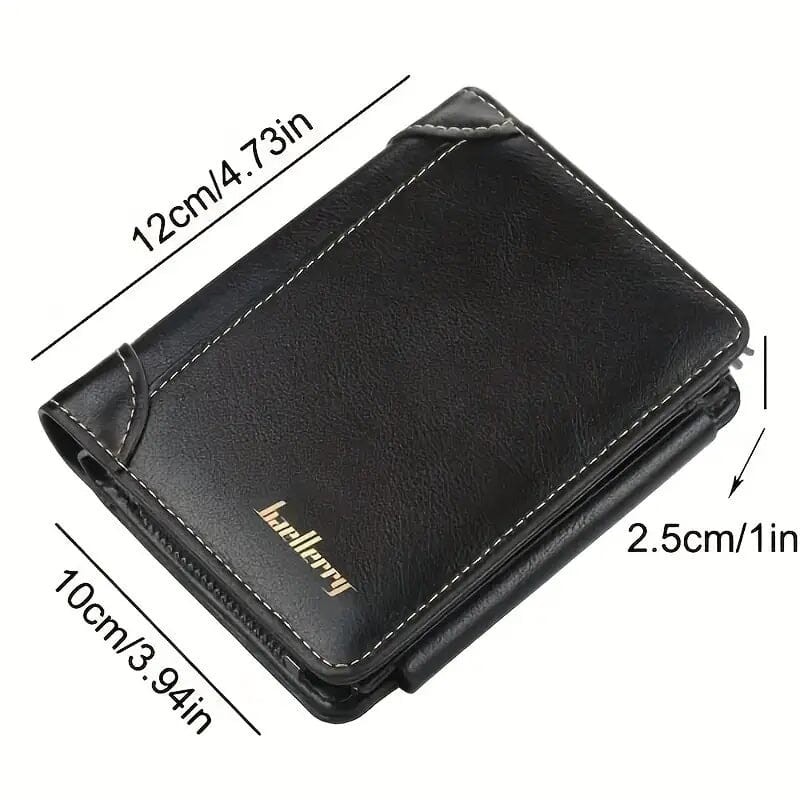 Men's Short Multi-Card Slots Tri-Fold Zipper Coin Pocket Wallet | eBay