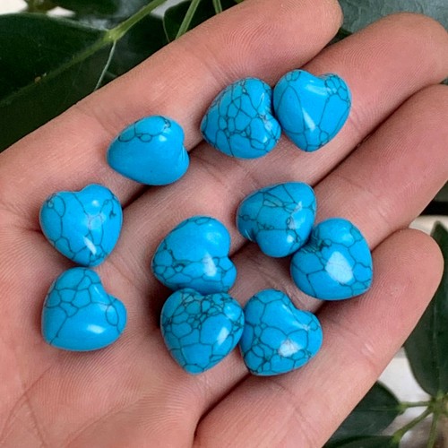 10pc Natural mini blue turquoise quartz crystal love heart- shaped ...