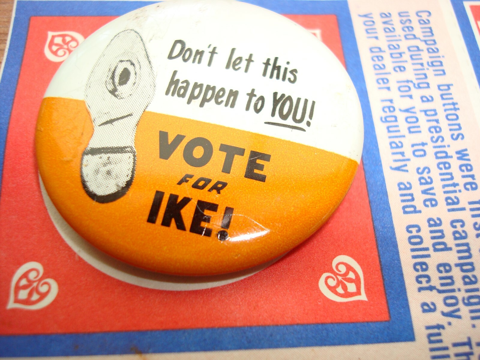 2 VINTAGE REPUBLICAN POLITICAL PINBACKS-VOTE FOR IKE & VOTE REPUBLICAN ...
