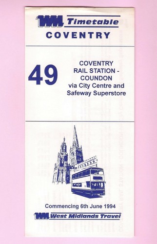 Coventry Bus Timetable - West Midlands Travel - 49: Station & Coundon ...