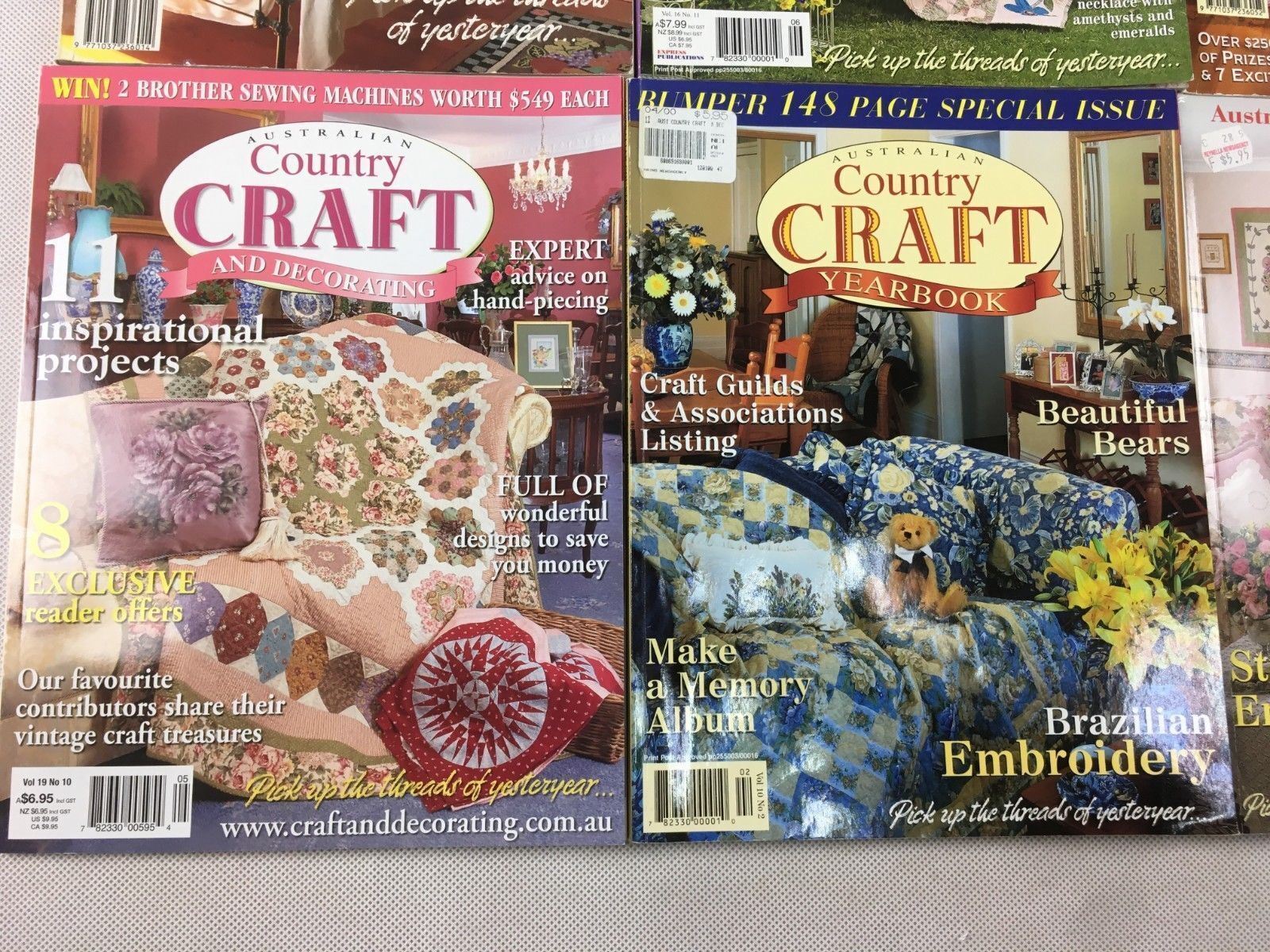 Lot of 11 COUNTRY CRAFT Magazine Paint Embroidery Patchwork Quilting ...