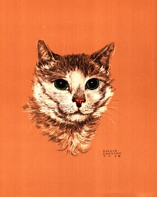 "SAPPHO" BROWN TIGER TABBY Antique original vintage cat print 1941 | eBay