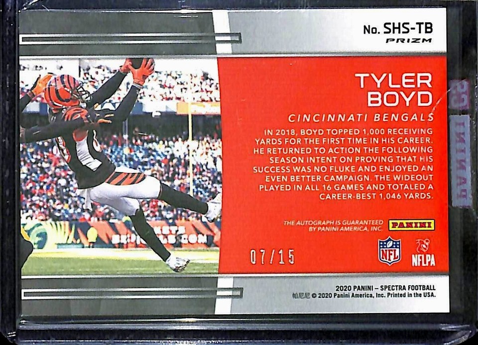 2020 Panini Spectra Football Sky High Autograph #SHS-TB Tyler Boyd No 7 ...