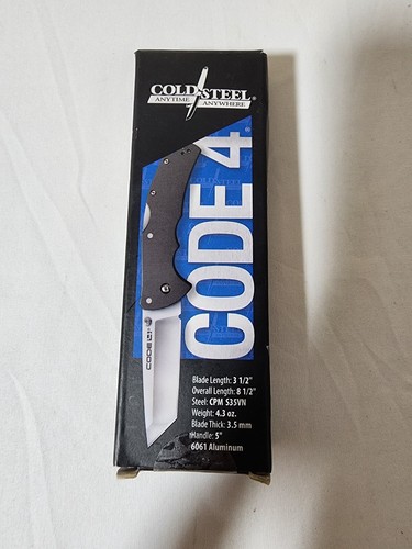 Cold Steel Code 4 Tanto Point Knife S35VN Plain Edge Gray Handle 58PT ...