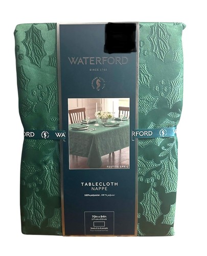 WATERFORD Green Festive Sprig Tablecloth 70 x 84 Formal Christmas NEW ...