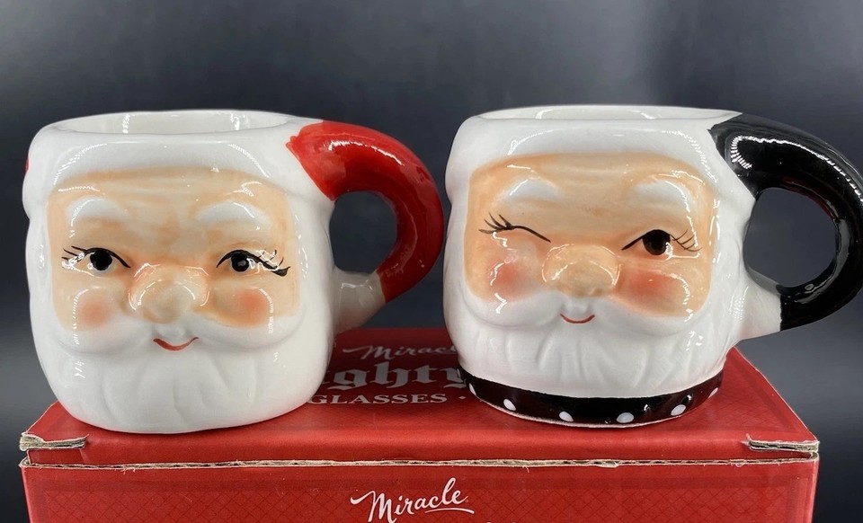 Miracle Pop Santa Winking Ceramic Naughty Nice Shot Glass Mini Mug Set ...