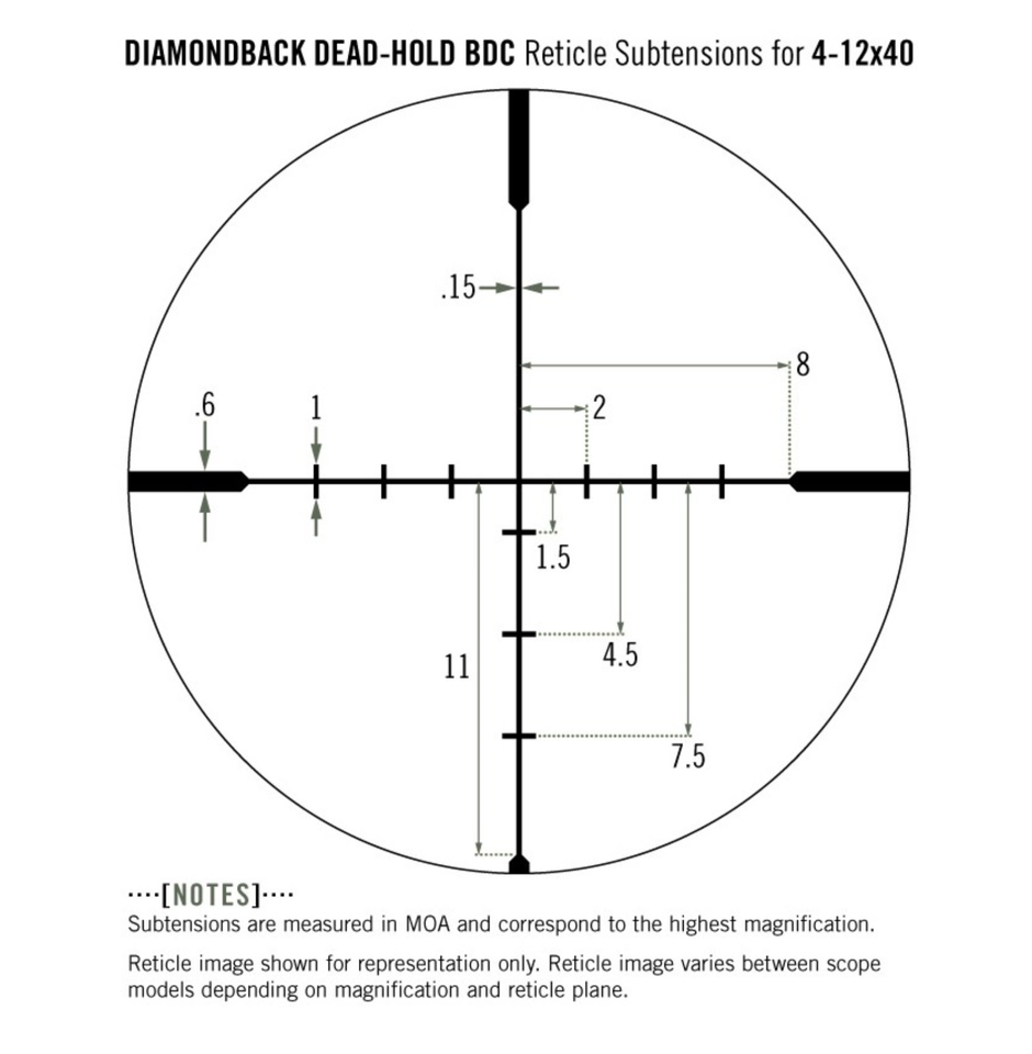 Vortex Diamondback 4-12x40mm Dead-Hold® BDC Rifle Scope Model# DBK-04 ...