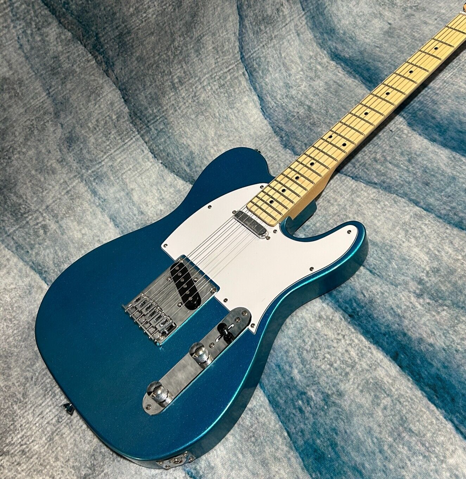 Tele Electric Guitar Metallic Blue Color Mahogany Body Maple Fretboard ...