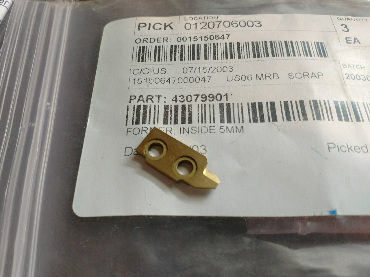 Universal Instruments 43079901 VCD Inside Former 5MM *NEW* Former ...