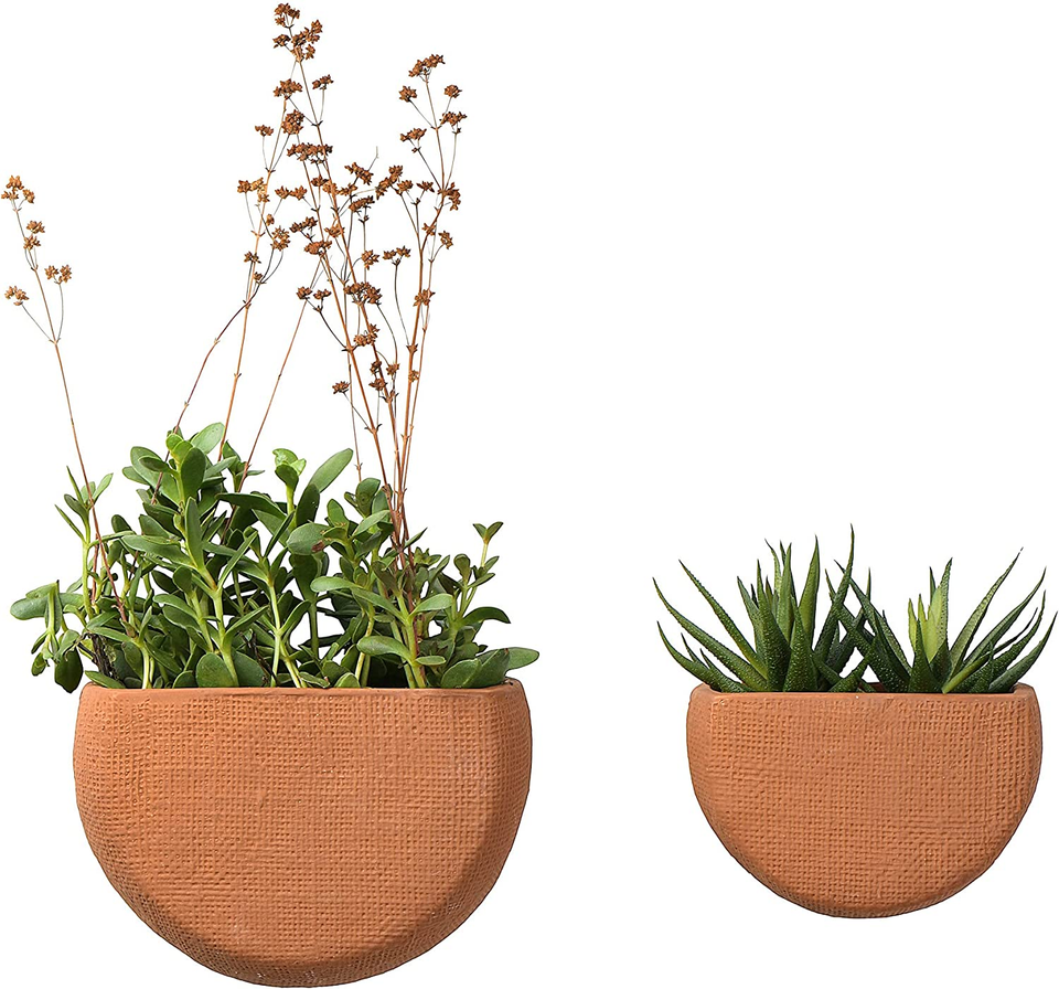 Modern Boho Stoneware Wall Mount Planters - Terracotta, Set of 2 Sizes ...