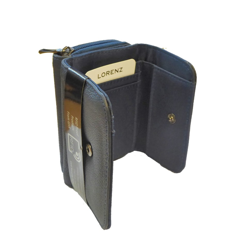 Blue Small Leather RFID Purse | eBay