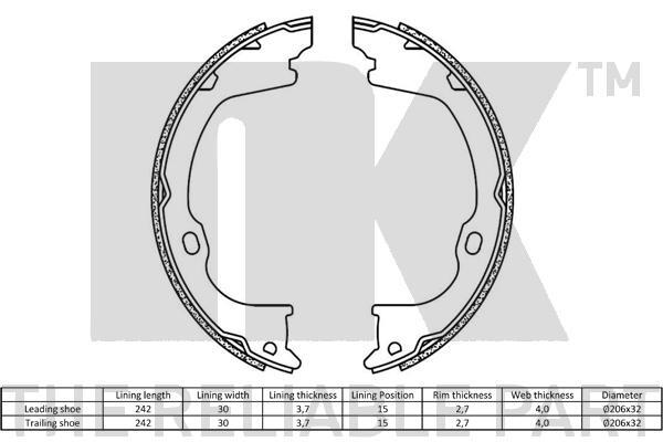 Handbrake Shoes Set fits JEEP COMPASS MK49 2.4 2007 on Parking NK ...
