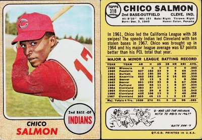 1968 Topps Baseball Card #318 Chico Salmon | eBay