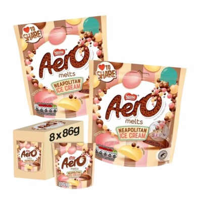 Aero Melts Chocolate Neapolitan Ice Cream Pouch 86g Bite Size Buttons ...