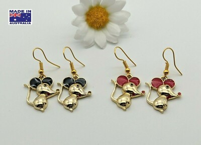 Cute Vintage Retro Style MOUSE / MICE Novelty Drop EARRINGS Gift Dress ...
