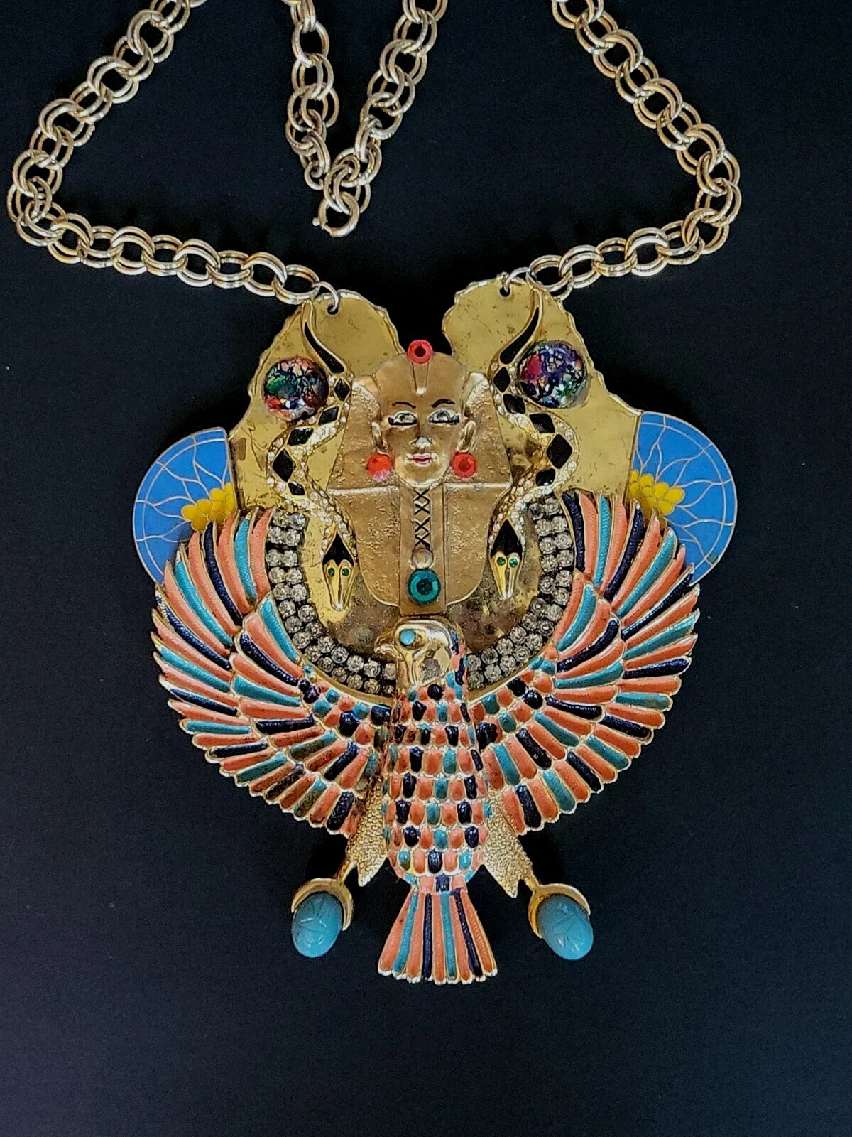 Egpytian Revival Cleopatra SNAKES IBIS BIRD GLASS ENA… - Gem