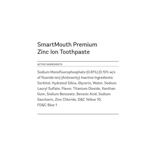 "SmartMouth Premium Zinc Ion Toothpaste - Whitening Toothpaste with ...
