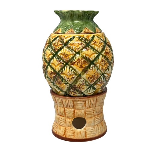 Cracker Barrel Pineapple Potpourri Pot Ceramic Tea Light Warmer 3 Pc ...