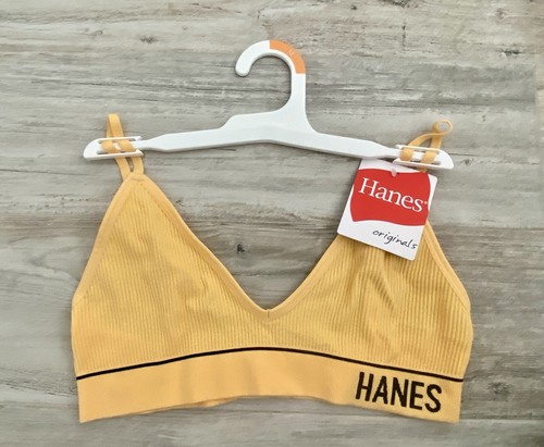 Hanes Originals Women's Contour Wireless Yellow Rib Bralette ...