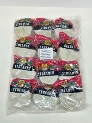 VTG NOS Fat Toad Party Streamer Lot of (12) Rolls Crepe - WHITE 1.75in ...