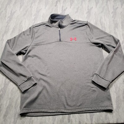 Under Armour Sweatshirt Mens Large Gray Pull Over Quarter Zip Fleece ...