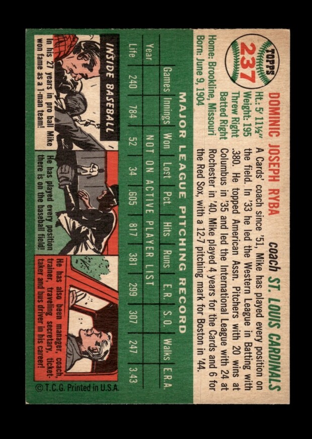 1954 Topps Set-Break #237 Mike Ryba Co EX-EXMINT *GMCARDS* | eBay