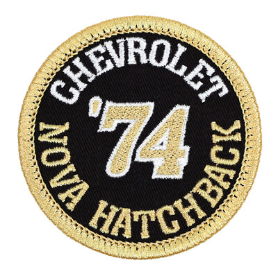 1974 Chevrolet Nova Hatchback Embroidered Patch Black/Gold Iron-On Sew ...
