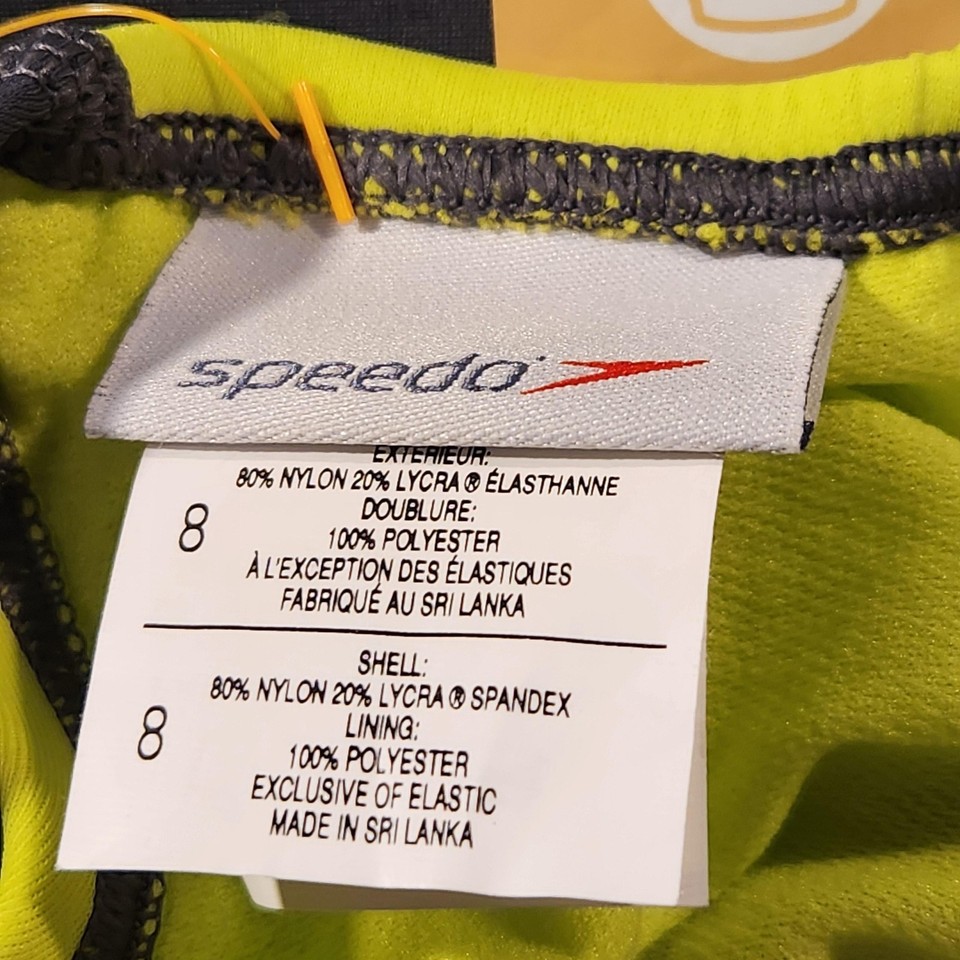 Speedo Swimsuit Womens 8 Lava Grey Yellow One Piece Hydro Bra Fitness ...