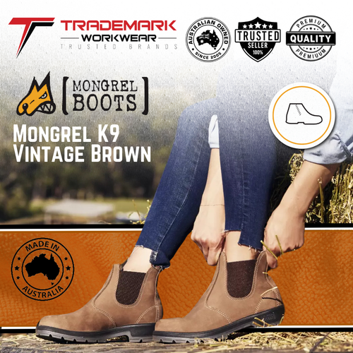 Mongrel K9 Chelsea Cut Boot Non Sfty Vintage Brown (K91070) UK/AU3-14 ...