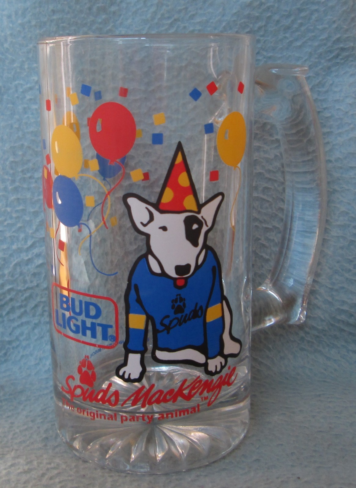BUD LIGHT SPUDS MACKENZIE PARTY ANIMAL 5.5" GLASS MUG BB3 | eBay