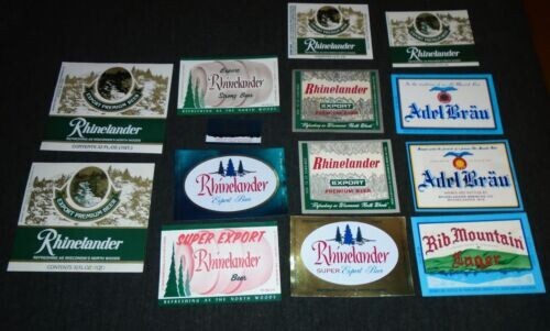 BIG LOT of MINT Rhinelander Beer Wisconsin Vintage Beer Bottle Labels ...