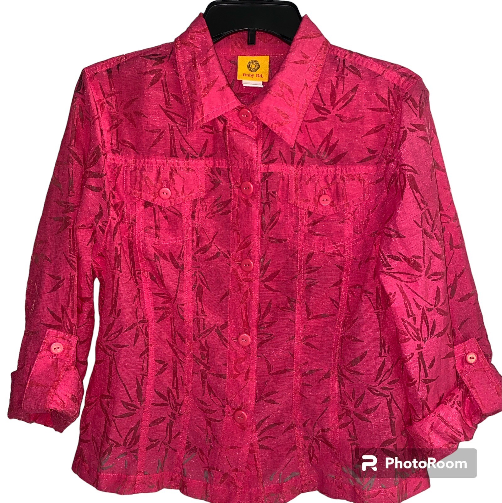Ruby Rd. Sheer Hot Pink Jacket Shirt - Gem