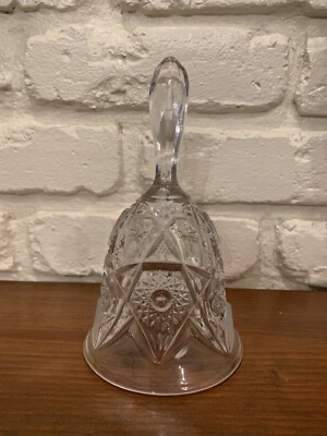 Vintage 24% Leaded Crystal Glass Bell, 7” Tall Beautiful Flower Design ...