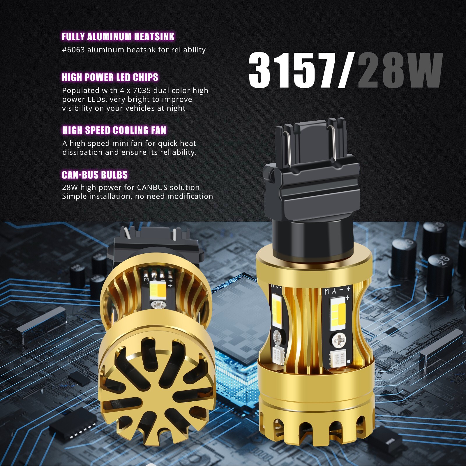 LED CANBus 2-color Switchback Turn Signal Light Bulbs for Chevy Truck ...