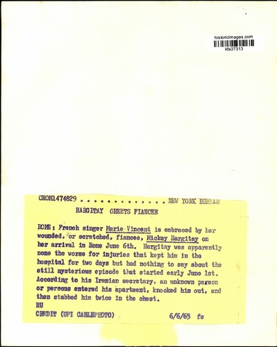 1965 Press Photo French singer Marie Vincent & fiancée Mickey Hargitay ...