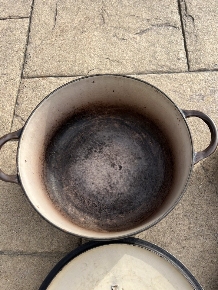 4 COUSANCES CAST IRON DUTCH OVEN & SAUCEPAN LIDS - LE CREUSET E,22,B,16 ...