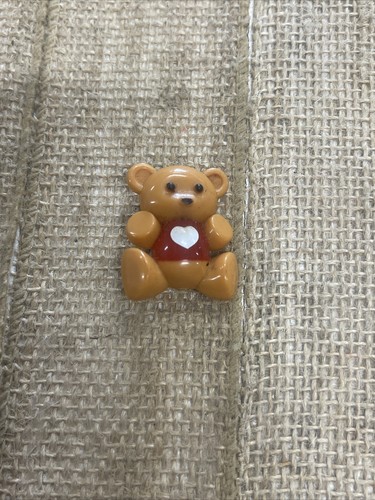 Vintage Avon Brown Red Teddy Bear Heart Acrylic Lapel Pin | eBay
