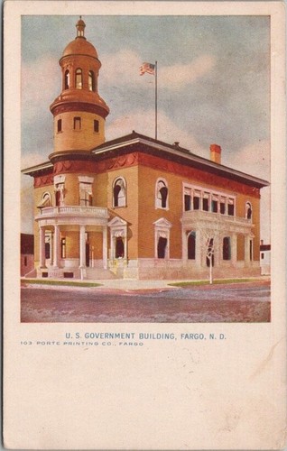 1900s FARGO, North Dakota Postcard "U.S. Government Building" Street ...