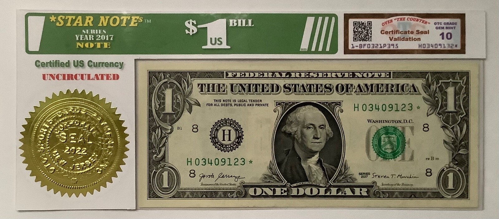 1 Dollar Bill - 2017 UNCIRCULATED Bill - "HIGH QUALITY" “STAR NOTEs ...