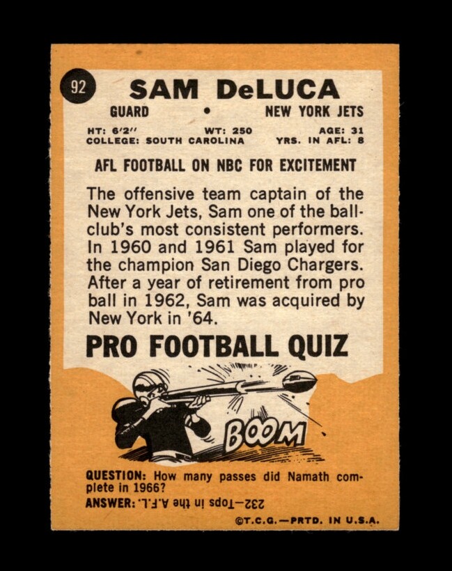 1967 Topps Set-Break # 92 Sam Deluca NR-MINT *GMCARDS* | eBay