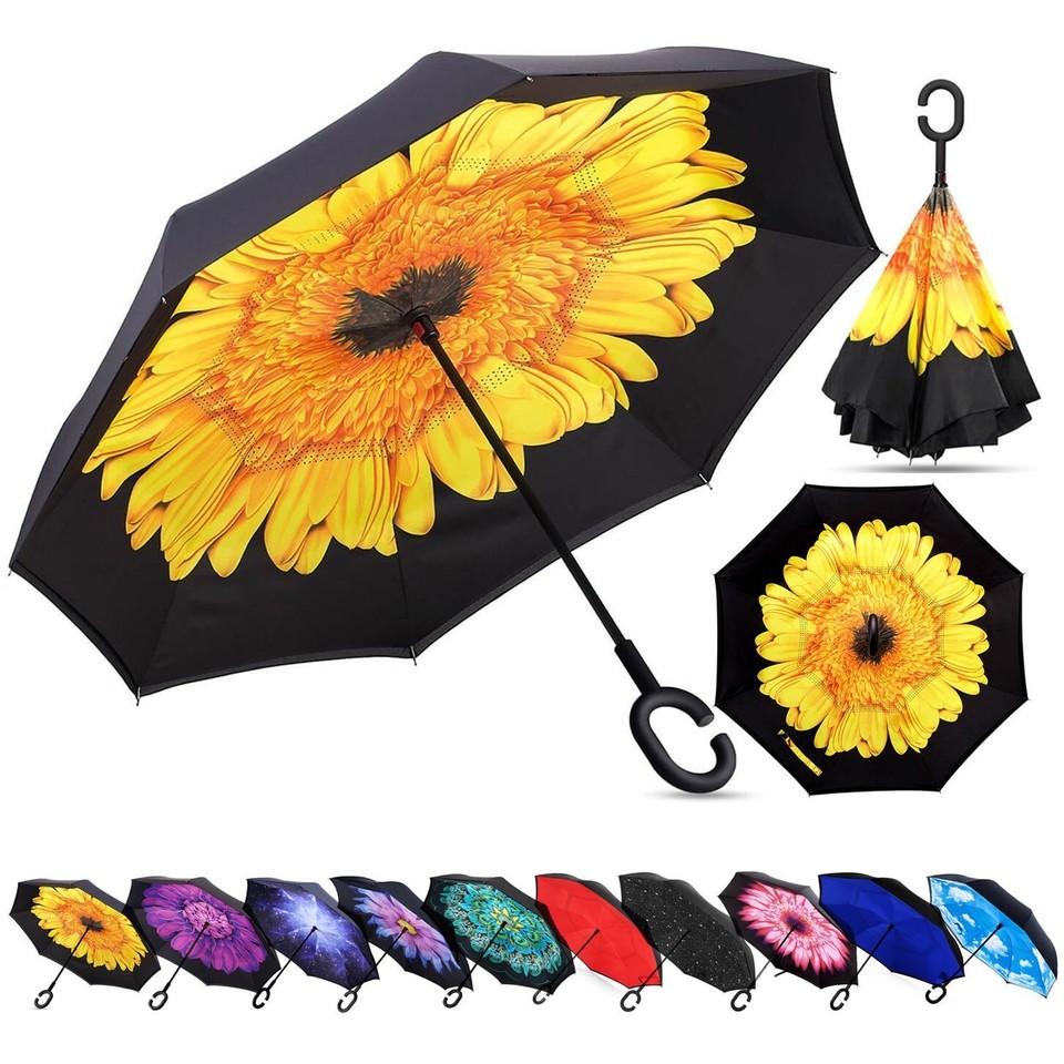 Reverse Folding Inverted Umbrella - Double Layer,Windproof, UV Proof ...