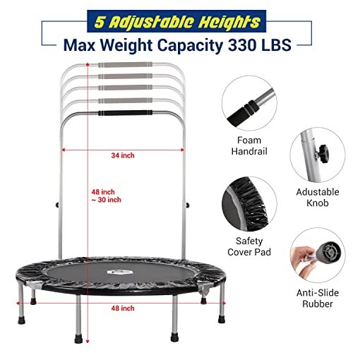 Shape Fit Core Indoor Rebounder Fitness Trampoline for Adults with ...